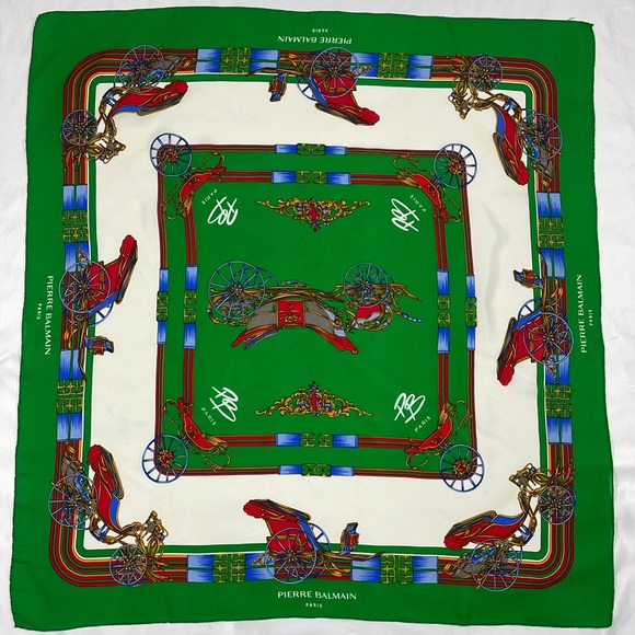 Balmain | Accessories | Balmain Silk Scarf Carriage Design Vintage ...